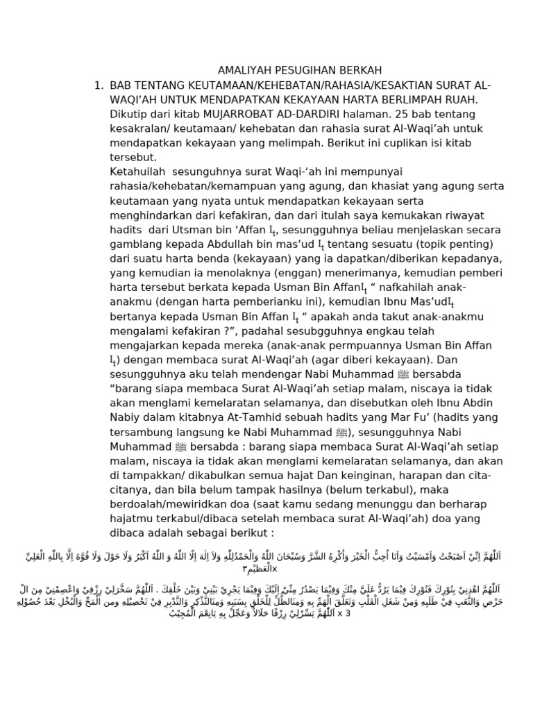 Doa Setelah Membaca Surat Waqiah | PDF