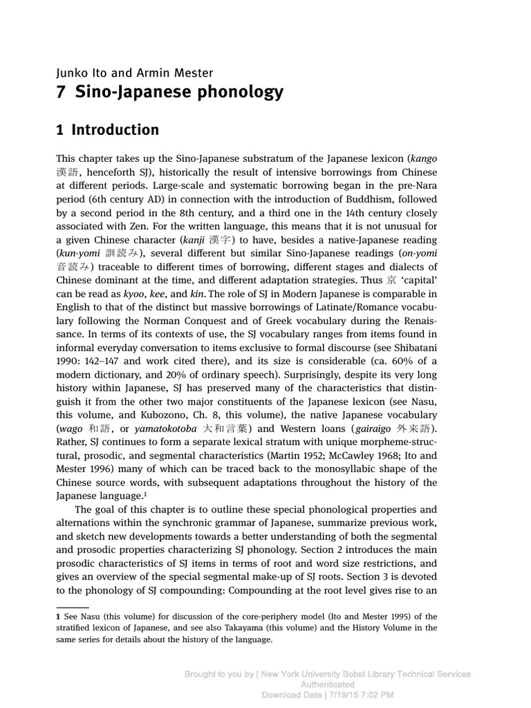 7 Sinojapanese Phonology | PDF | Syllable | Word