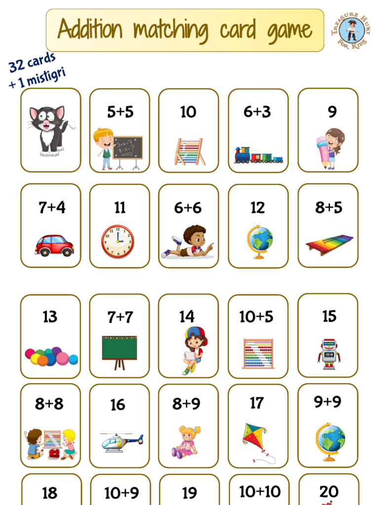 Addition Matching Card Game Rules | PDF