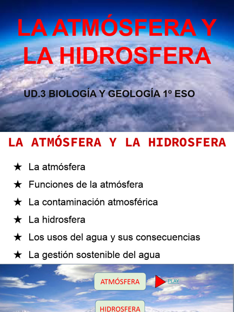La Atmósfera y la Hidrosfera en 1º ESO | PDF | Agua | Atmósfera