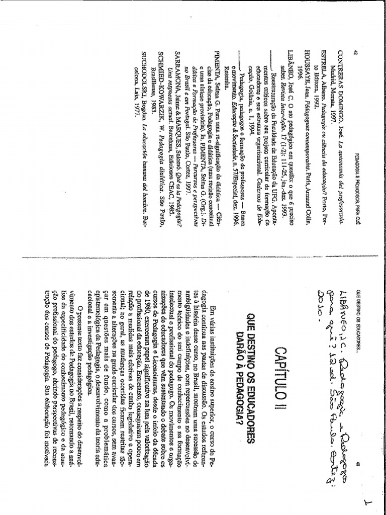 Libaneo - Que Destino Os Educadores Darão À Pedagogia | PDF