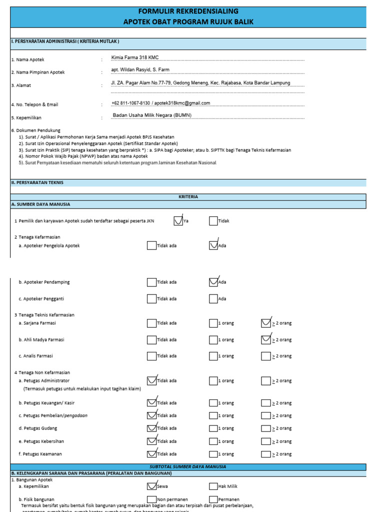 Self Assesment APOTEK PRB | PDF