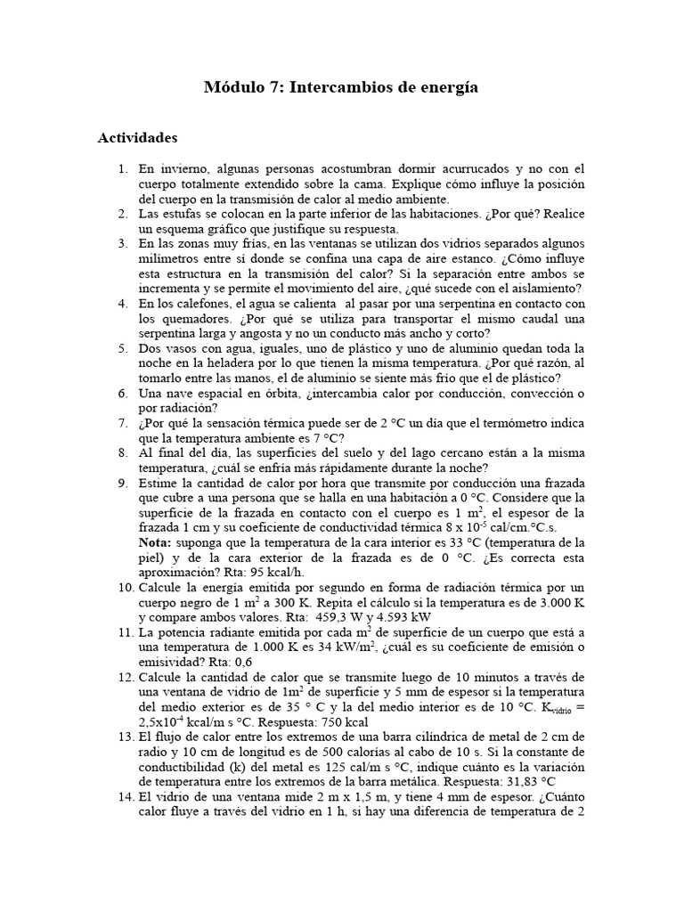 Intercambios de Energía: Calor y Aislamiento | PDF | Conduccion termica ...