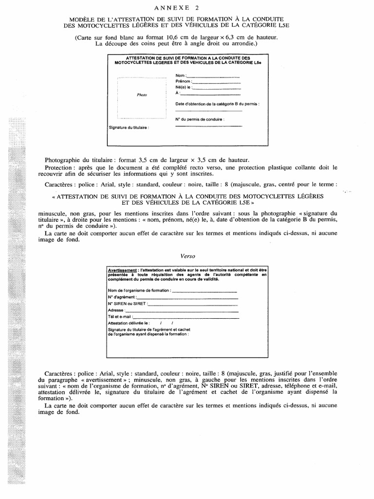 PC Attestation +formation Conduit 125cm3 | PDF