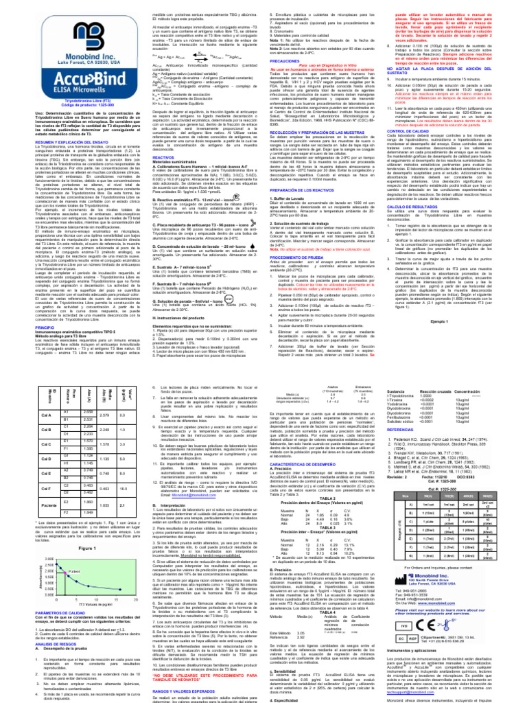 B3 fT3 AccuBind ELISA 1325 300 Rev 2 Spanish | PDF | Sangre | Elisa