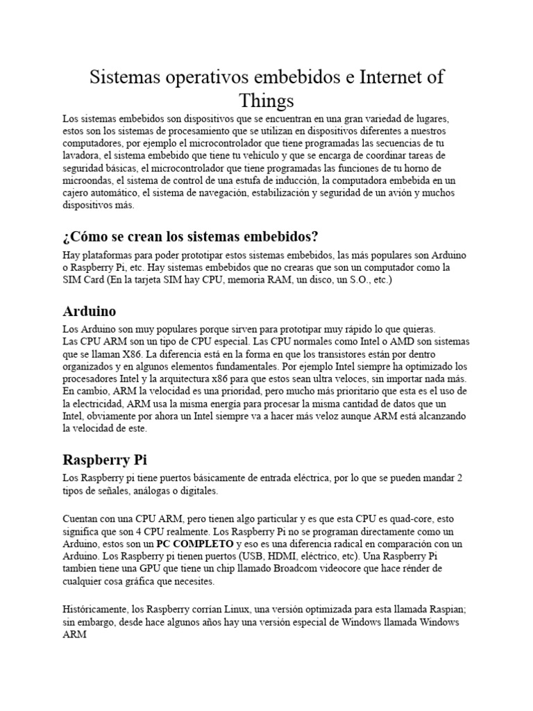 Sistemas Operativos Embebidos e Internet of Things | PDF | Sistema ...