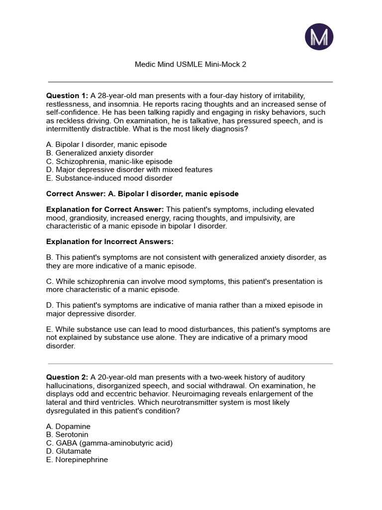 USMLE Mini-Mock 2 (40 QS) | PDF | Esophagus | Neurotransmitter