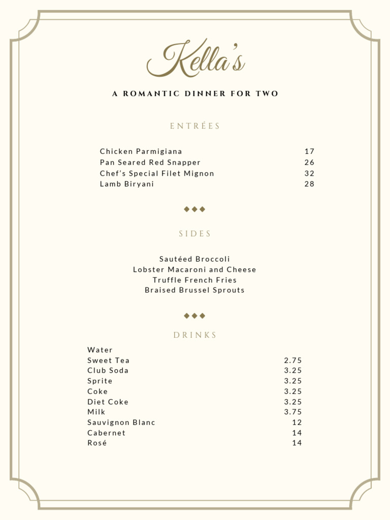 Rest Ur Aunt Menu | PDF