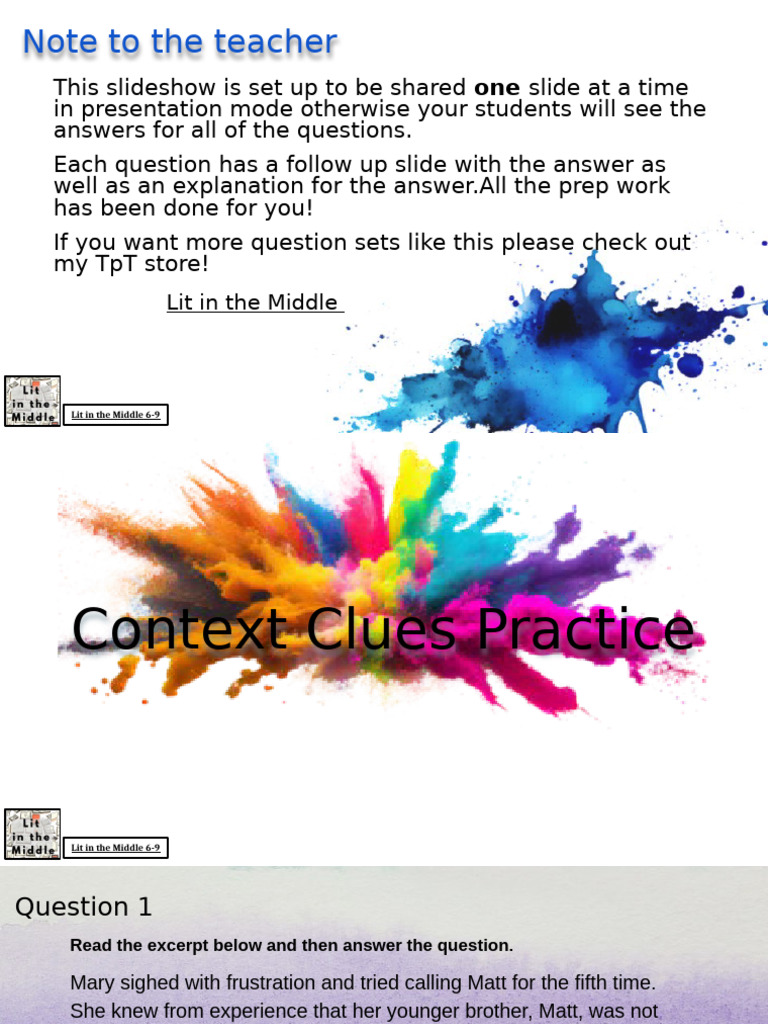 Context Clues Practice for Grades 6-9 | PDF | Language Arts & Discipline