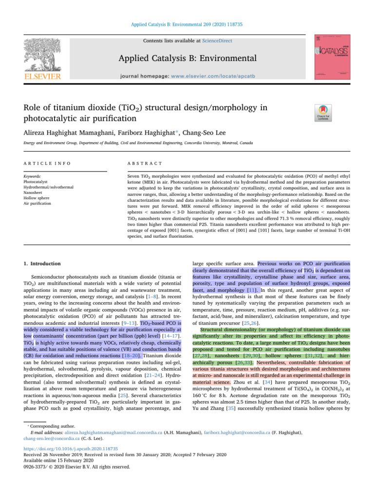 Titinum Dioxide Photocatalysis | PDF | Titanium Dioxide | Materials