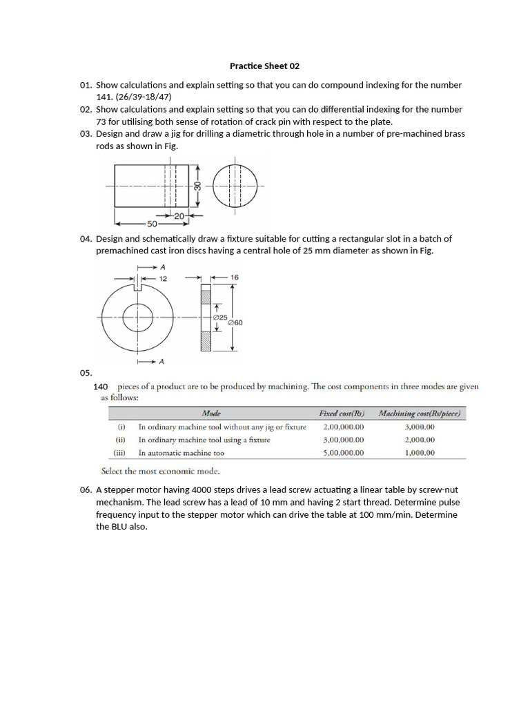 Practice Sheet 02 | PDF | Drilling | Numerical Control Practice Sheet 02 | PDF | Drilling | Numerical Control