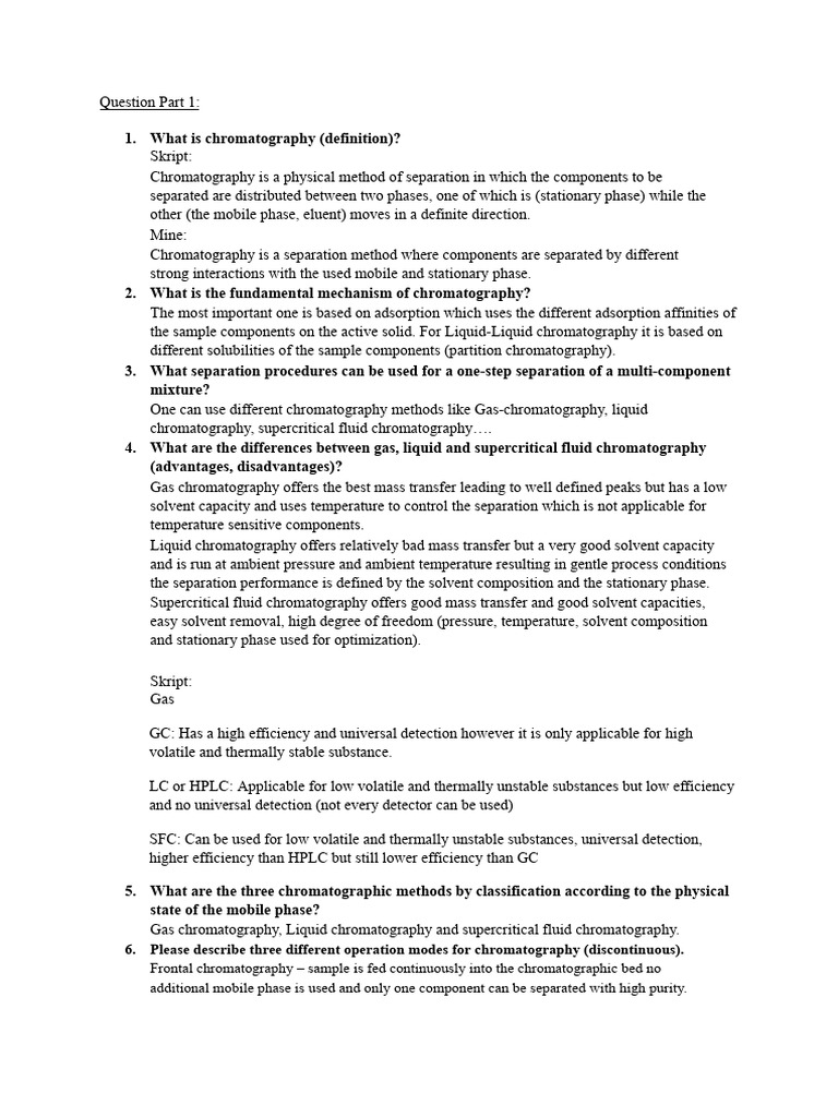 Fragenkatalog Chromatography | PDF | Chromatography | High Performance ...