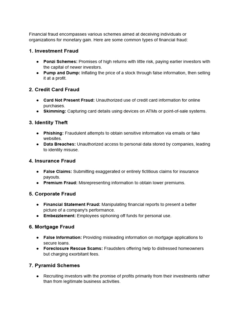 Types of Financial Fraud Explained | PDF | Fraud | Money