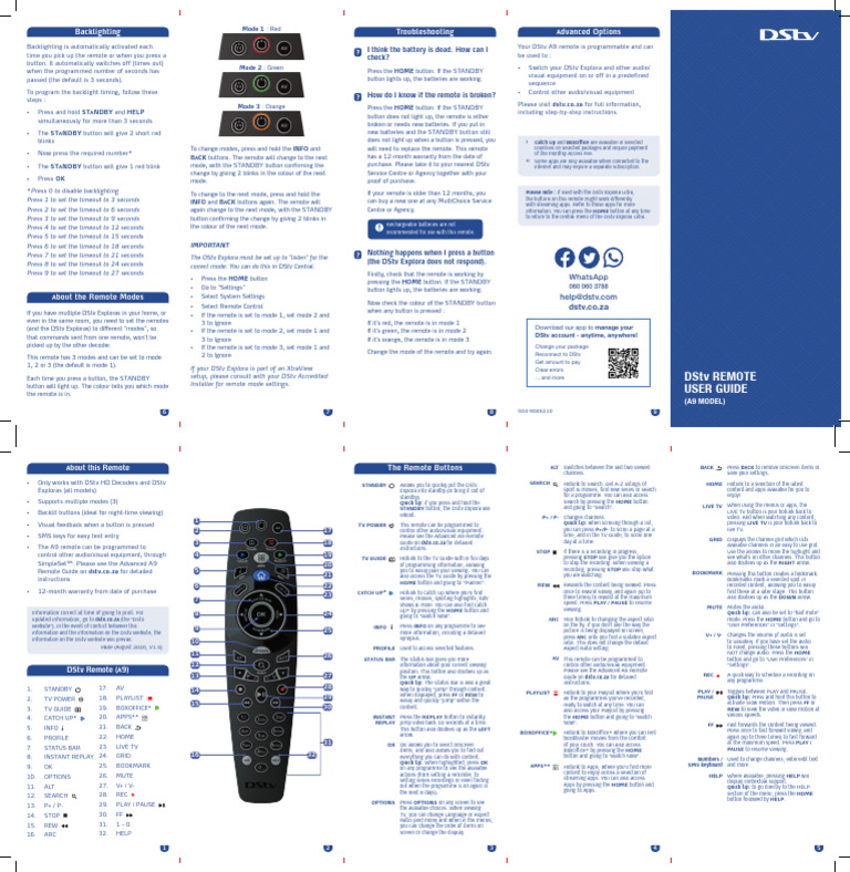 DStv-A9-Remote-UserGuide V1.5 SA R | PDF | Menu (Computing) | Computing