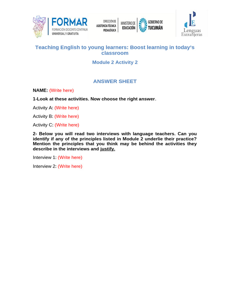 Answer Sheet Module 2 | PDF