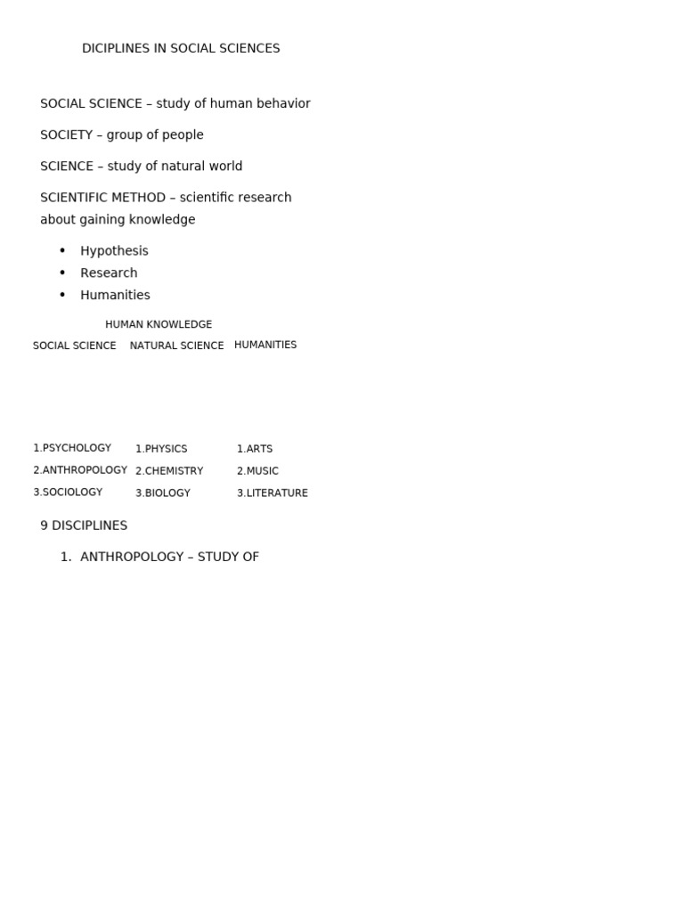 Overview of Social Science Disciplines | PDF