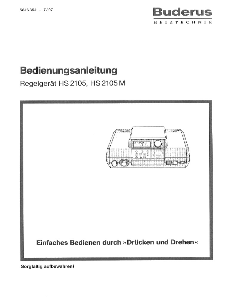 Buderus Ecomatic HS2105 HS2105M Bedienungsanleitung | PDF