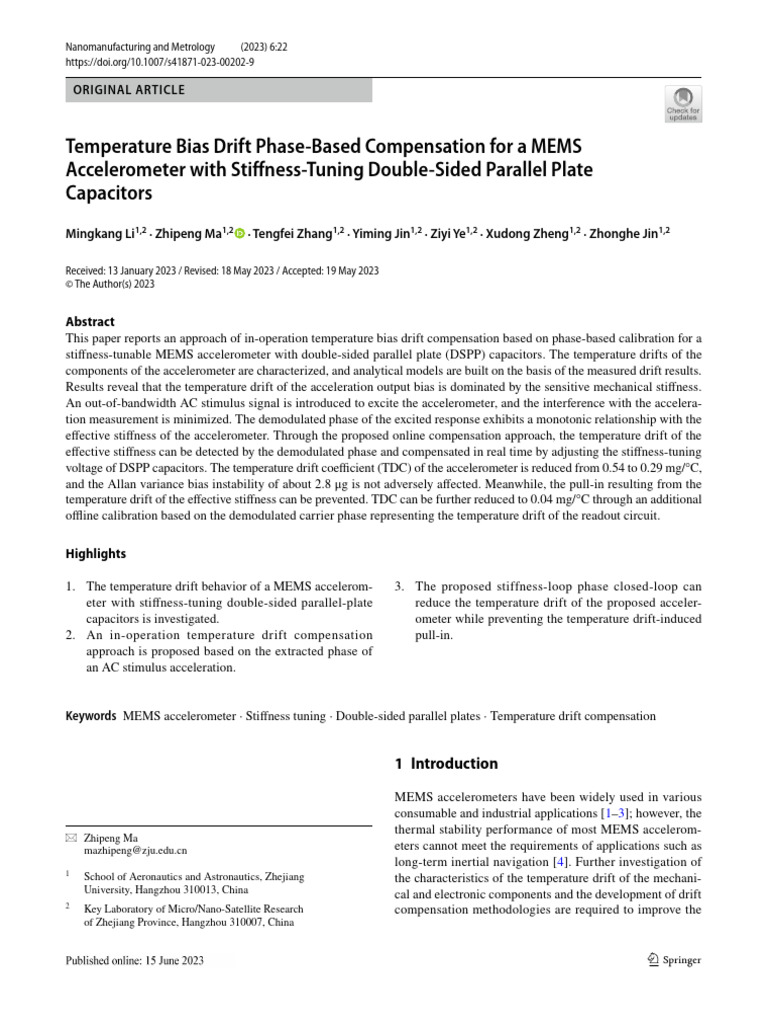 Temperature Bias Drift Phase Based Compensation For A MEMS ...