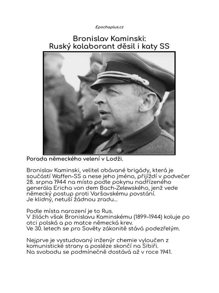 Bronislav Kaminski - Ruský Kolaborant Děsil I Katy SS-1 | PDF
