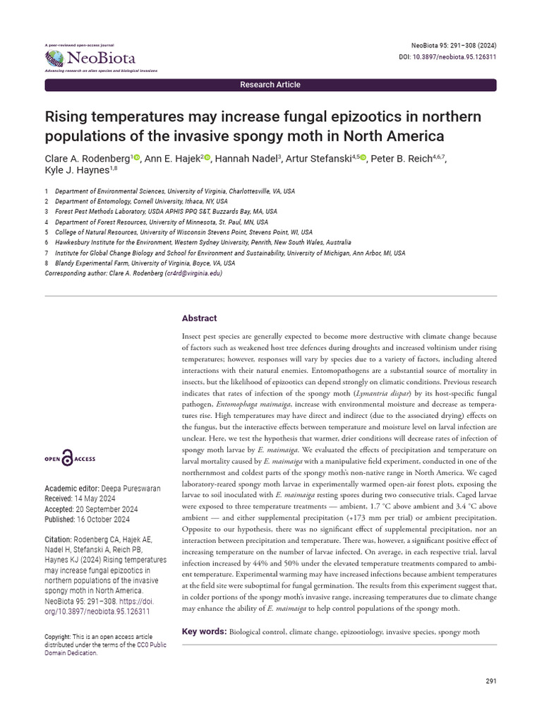 Rising Temperatures May Increase Fungal Epizootics | PDF ...