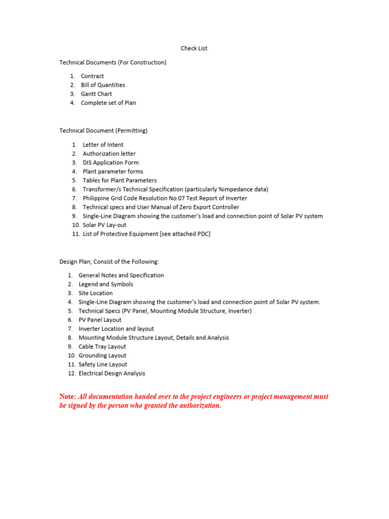 Essential Technical Documents Checklist | PDF