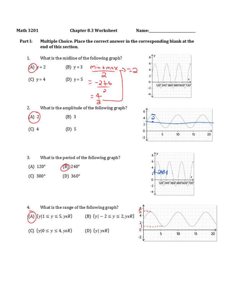 Math 3201: Sinusoidal Graphs Worksheet | PDF | Waves | Amplitude