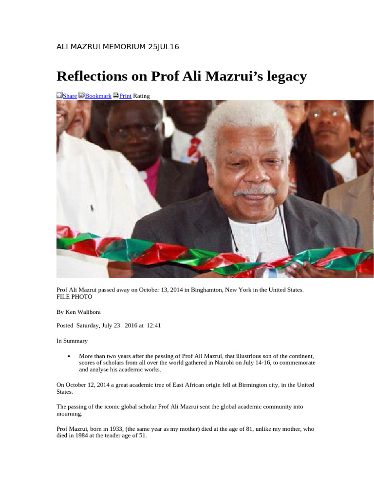 Ali Mazrui's Legacy Symposium | PDF | Social Science | History