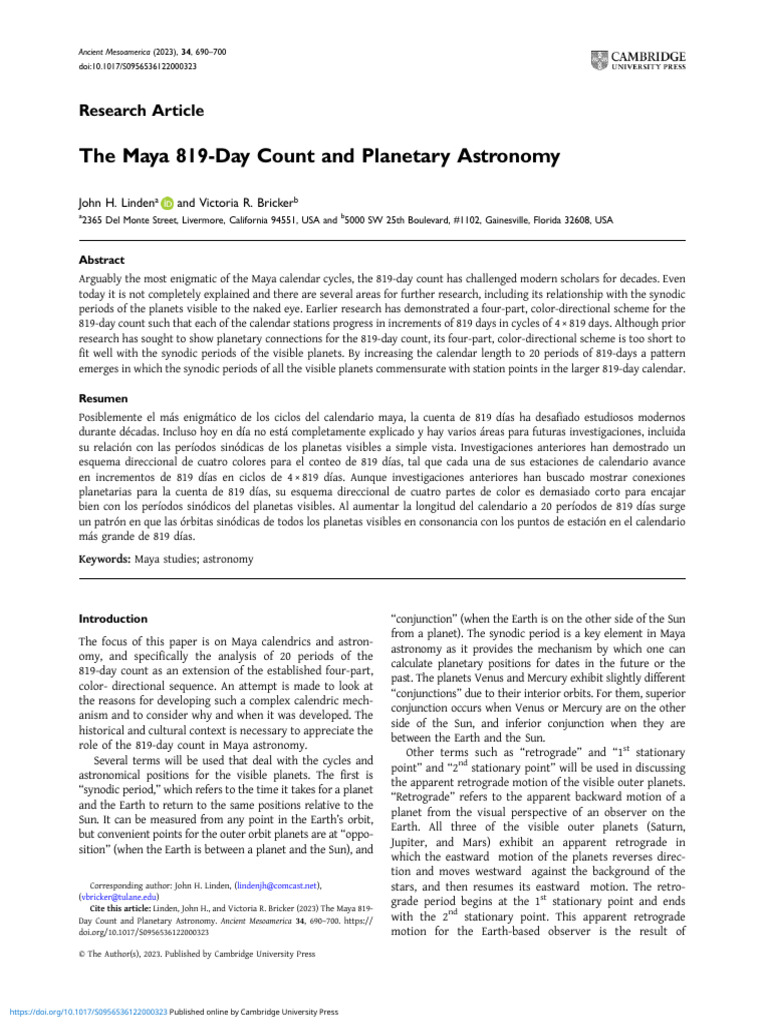 Maya 819-Day Count and Astronomy Insights | PDF | Physical Sciences ...