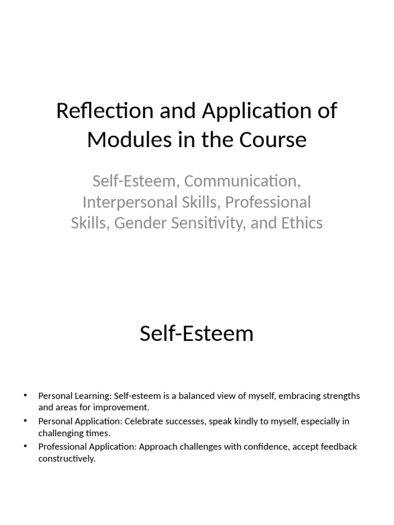 Reflection and Application of Modules Presentation | PDF | Learning ...
