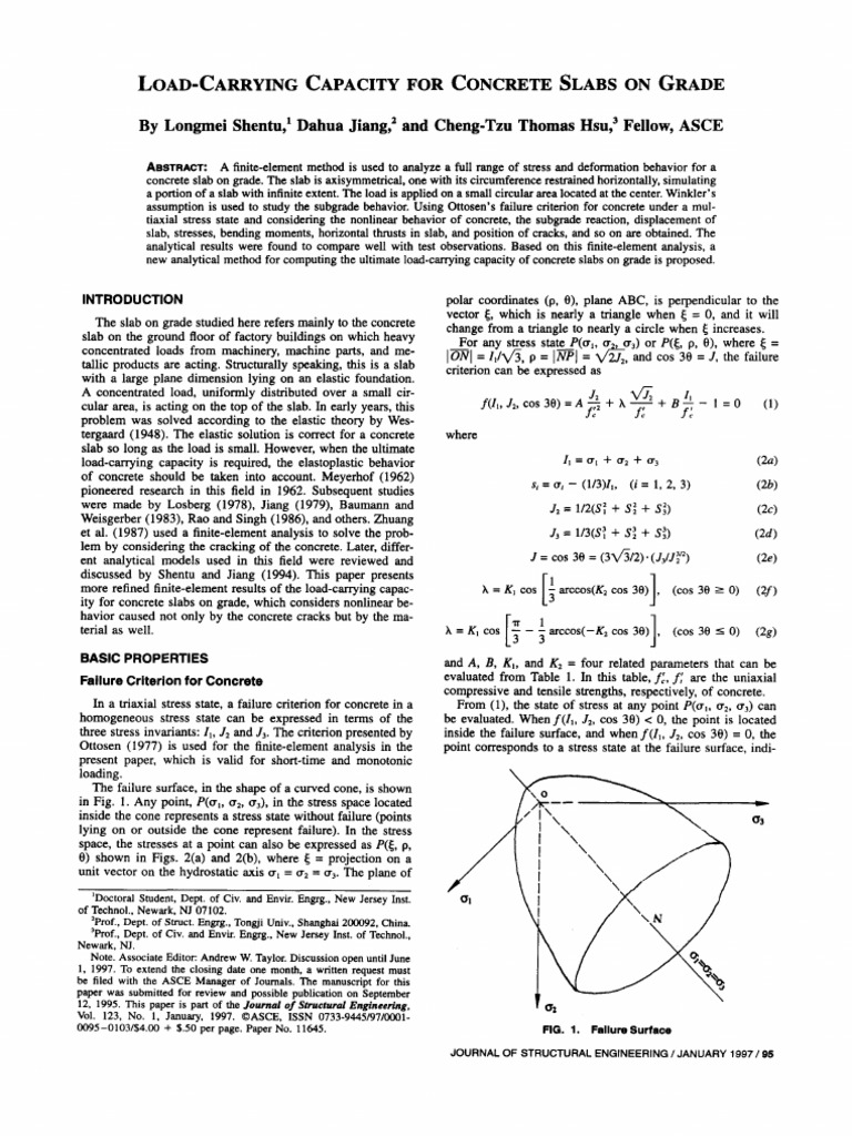 Load-Carrying Capacity For Concrete Slabs On Grade, Shentu | PDF