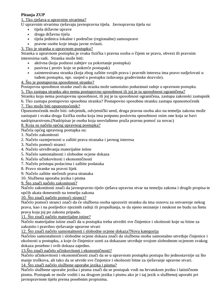 Pitanja ZUP | PDF