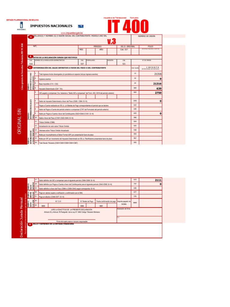 Formulario 400 | PDF | Impuestos | Finanzas del gobierno