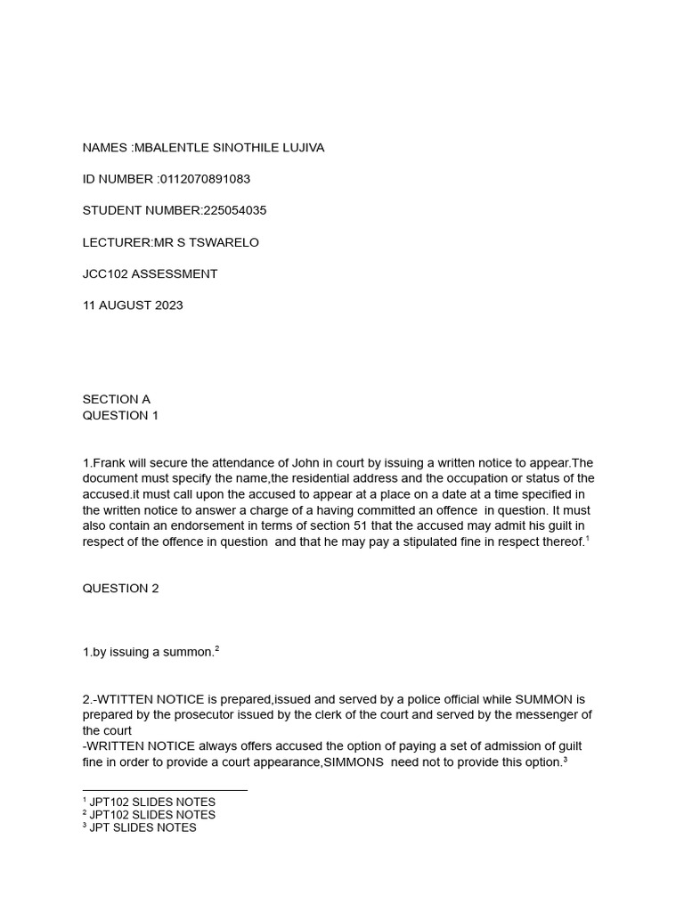 Assessment | PDF | Bail | Burden Of Proof (Law)