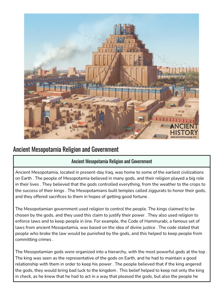 Ancient Mesopotamia Religion and Government - by Diffit (Printable ...