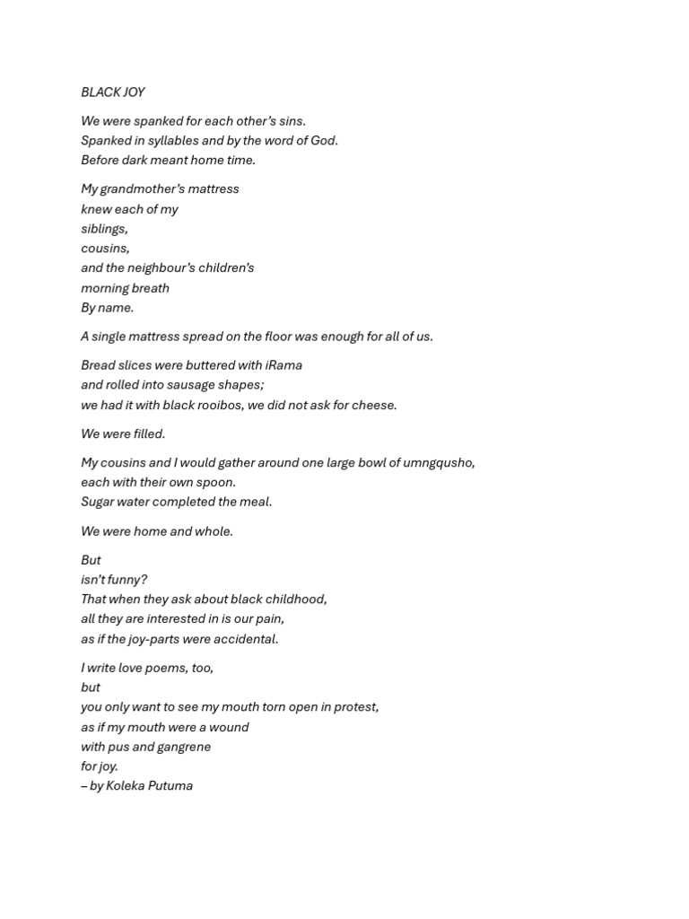 Black Joy - Kholeka Putuma | PDF