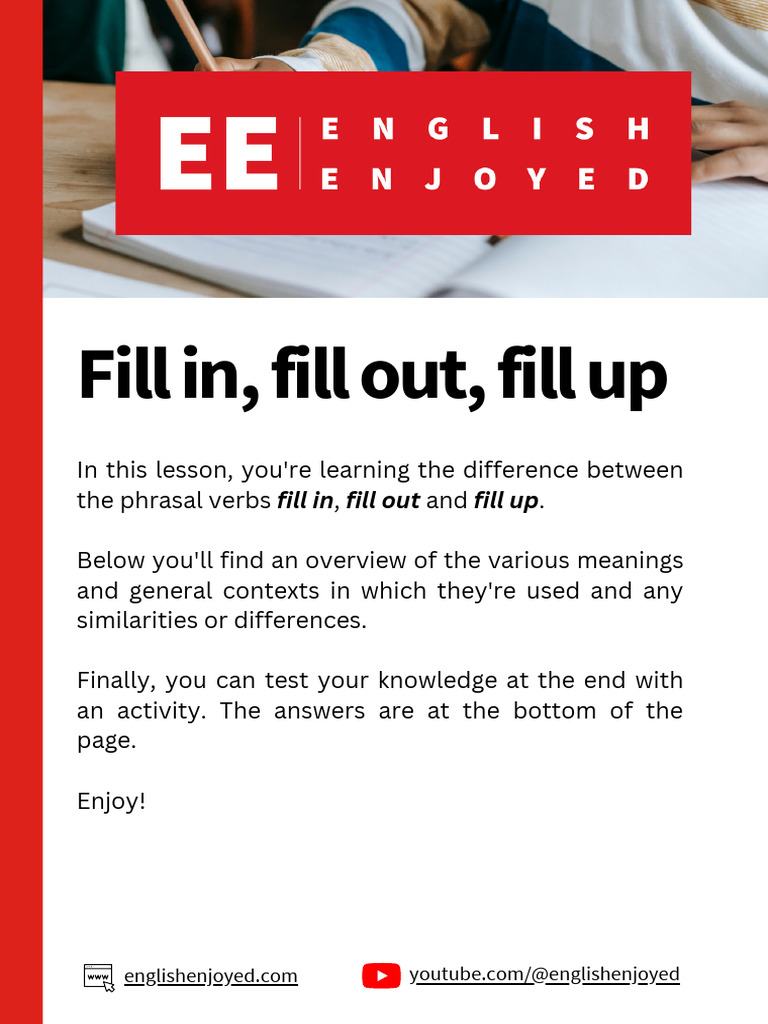 Fill in Fill Out Fill Up Lesson PDF | PDF | Language Mechanics ...