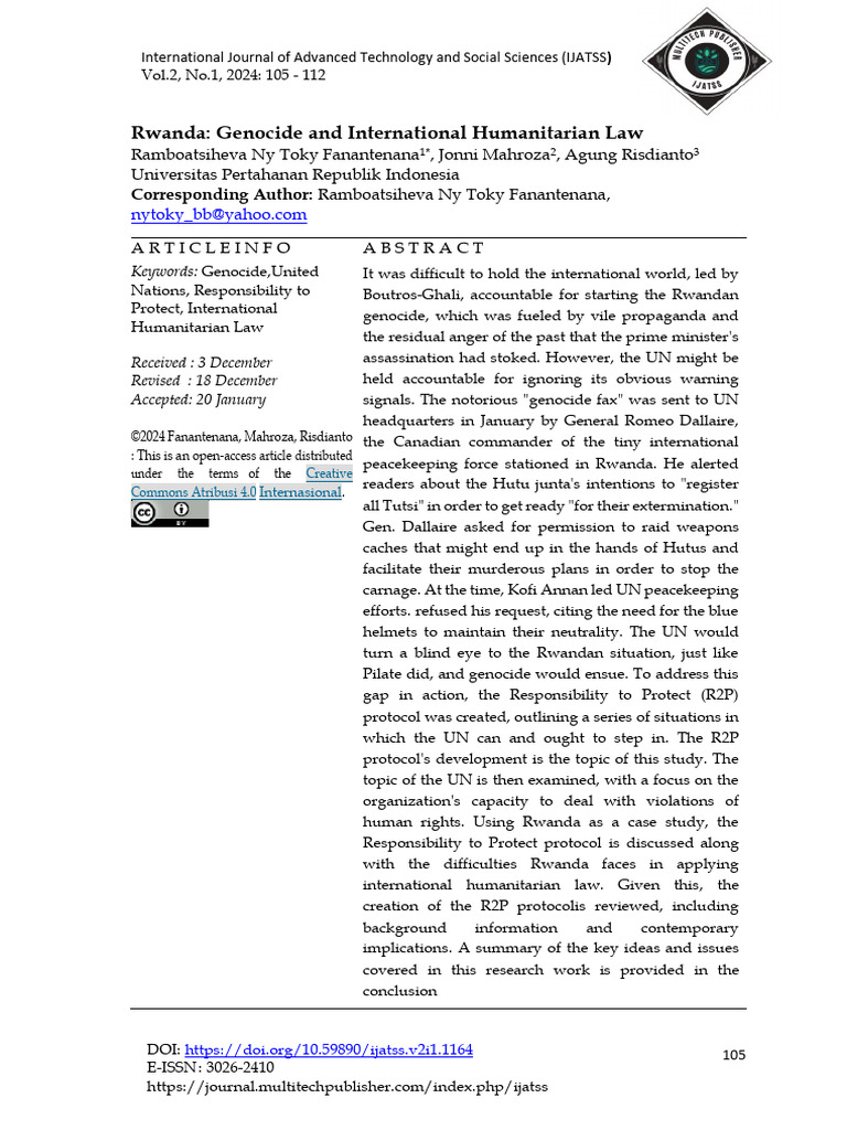 Rwanda Genocide and R2P Protocol Analysis | PDF | Responsibility To ...