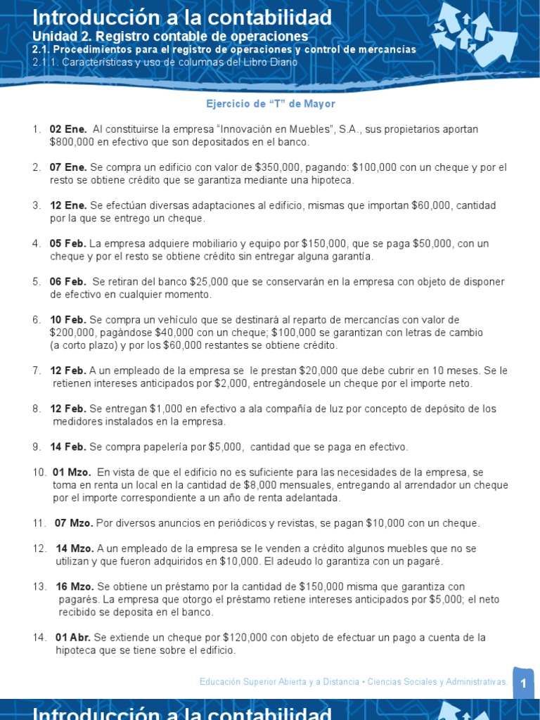 Ejercicio de "T" de Mayor en Contabilidad | PDF | Contabilidad | Bancos