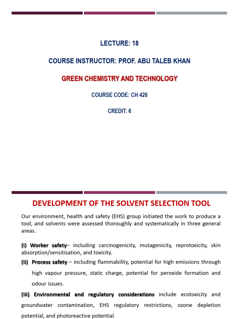 Lecture 18 & 19 | PDF | Solvent | Chemical Reactions