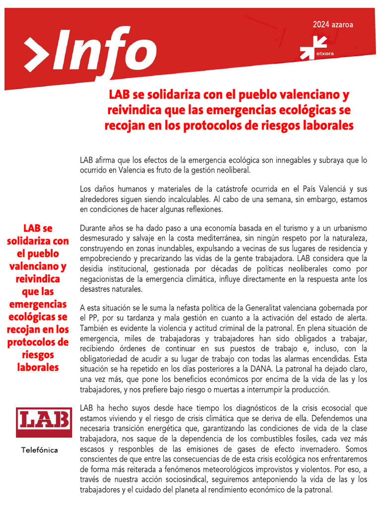 Emergencia ecológica en Valencia: LAB responde | PDF