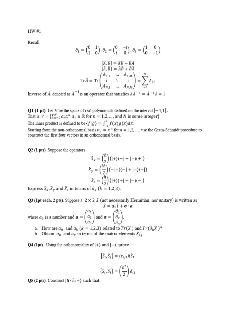 HW #1_2024 | PDF | Eigenvalues And Eigenvectors | Matrix (Mathematics)