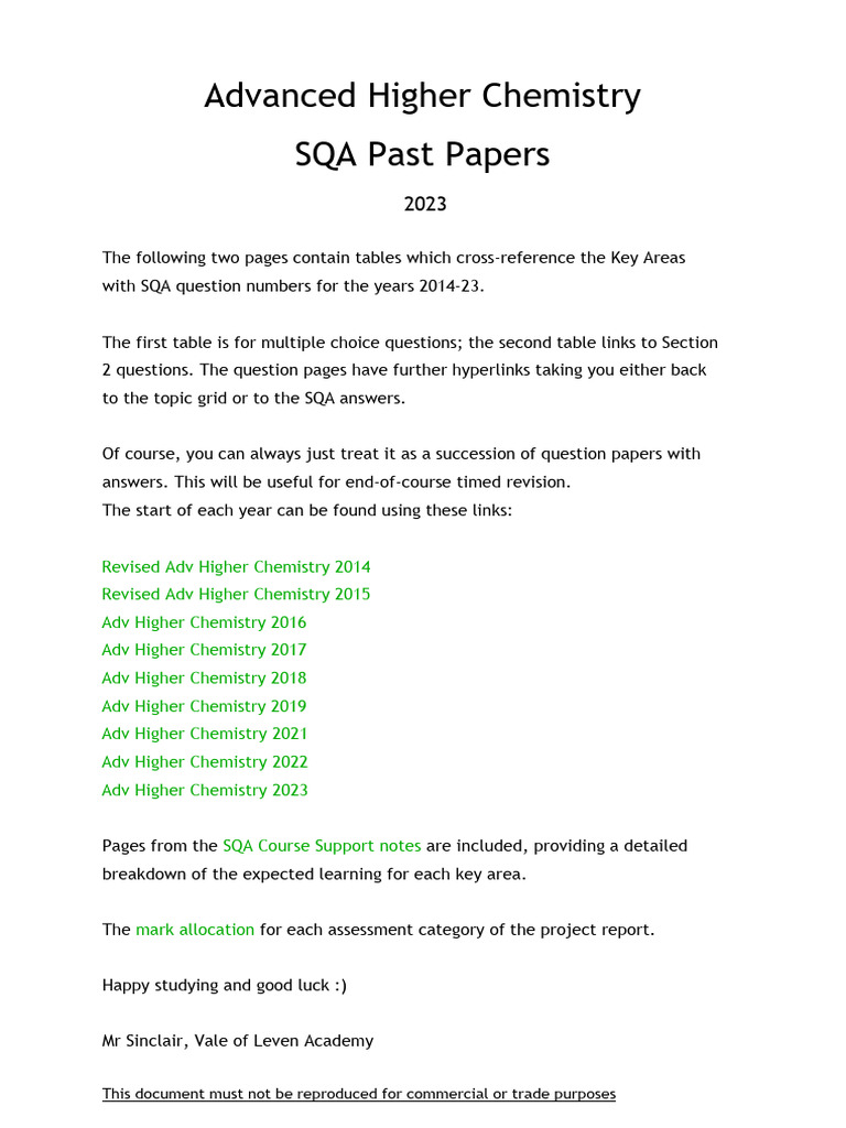 2023 Advanced Higher Chemistry Past Papers | PDF | Atomic Orbital ...