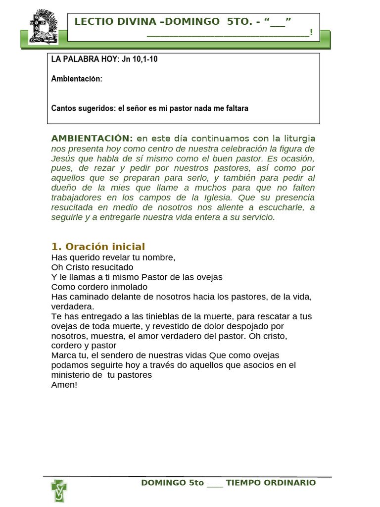 ESQUEMA Lectio Divina | PDF | Oración | Jesús