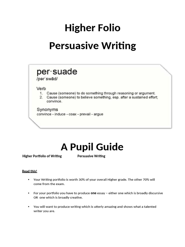 Higher Persuasive Essay Guide | PDF | Essays | Rhetoric