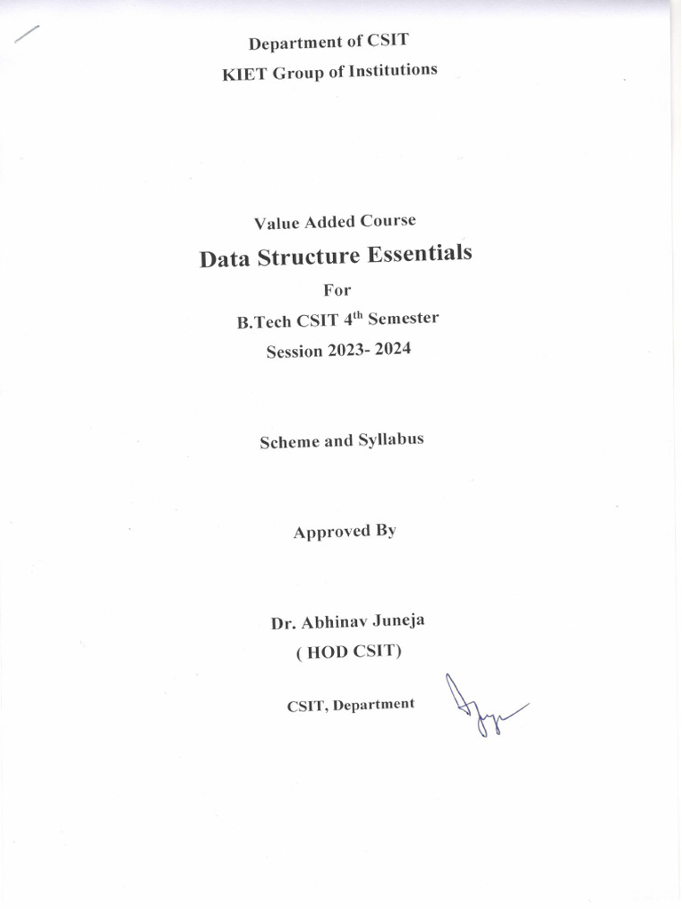 Value Added Courase Data Structure Essentials | PDF