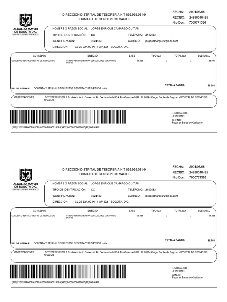 Recibo Pago GDR PDF | PDF | Bancario