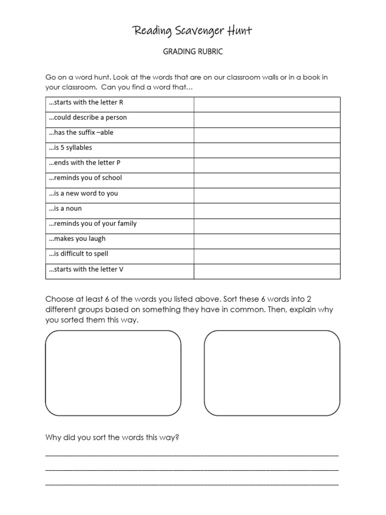 Classroom Word Scavenger Hunt Guide | PDF