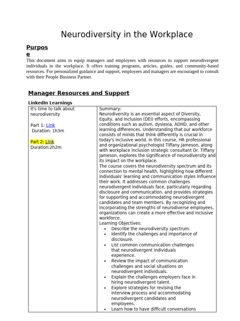 Neurodiversity in The Workplace | PDF | Autism Spectrum | Psychology