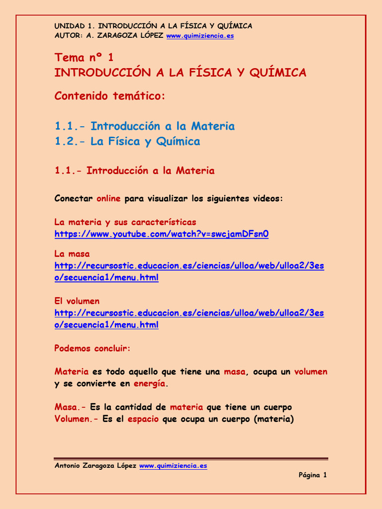 Tema 1 Iniciacion A La Fisica y Quimica 2 Eso | PDF | Química | Importar
