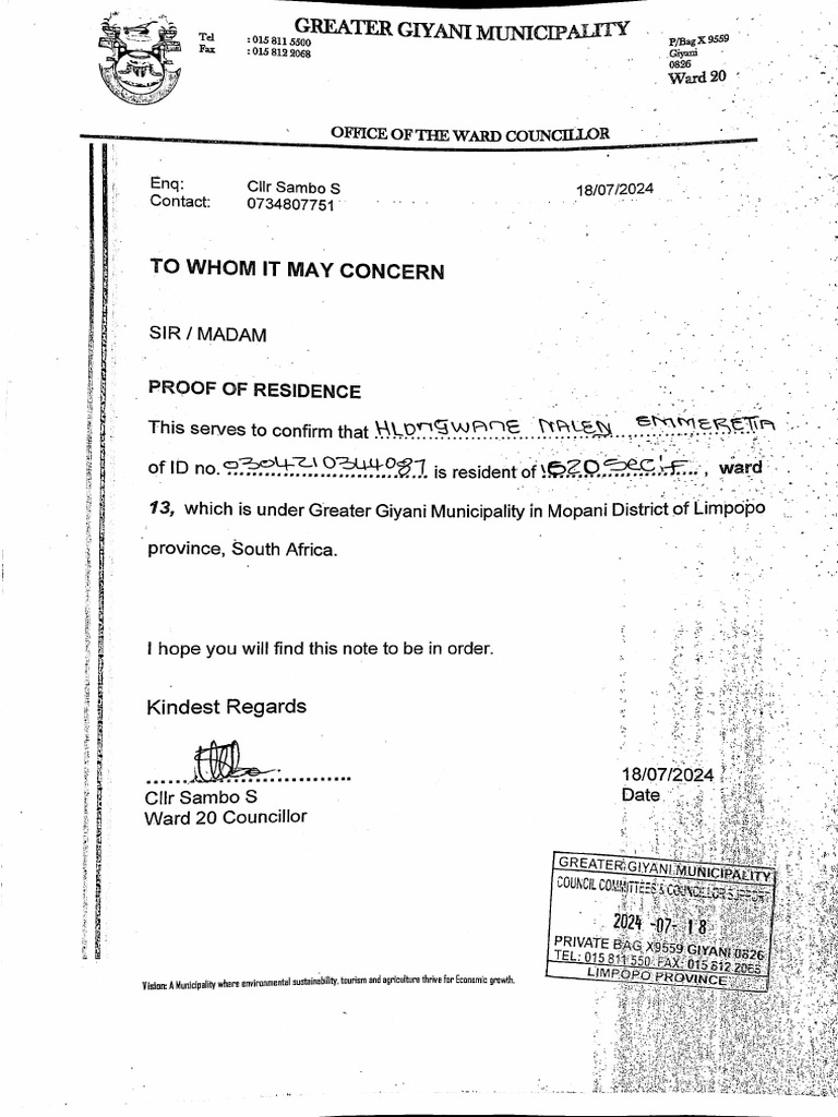 Proof of Residence | PDF